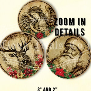 Vintage Christmas Round Tags, Printable Xmas Decor (digital Download ...
