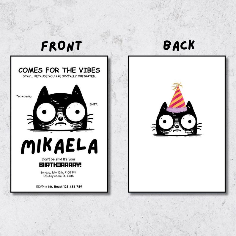 Editable Meme Card Set 4 | Funny Editable Canva Invitation | 5x7 ...