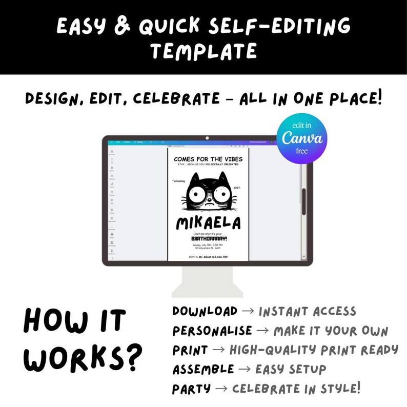 Editable Meme Card Set 4 | Funny Editable Canva Invitation | 5x7 ...