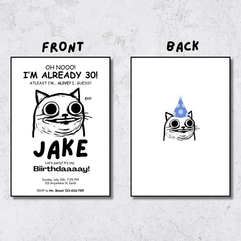 Editable Meme Card Set 1 | Funny Editable Canva Invitation | 5x7 ...
