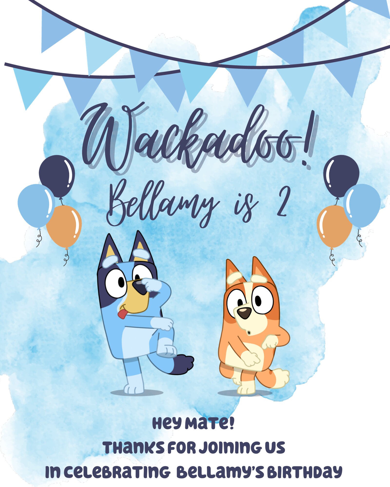 Wackadoo Welcome Poster,blue Y Birthday Poster,canva Template,digital ...