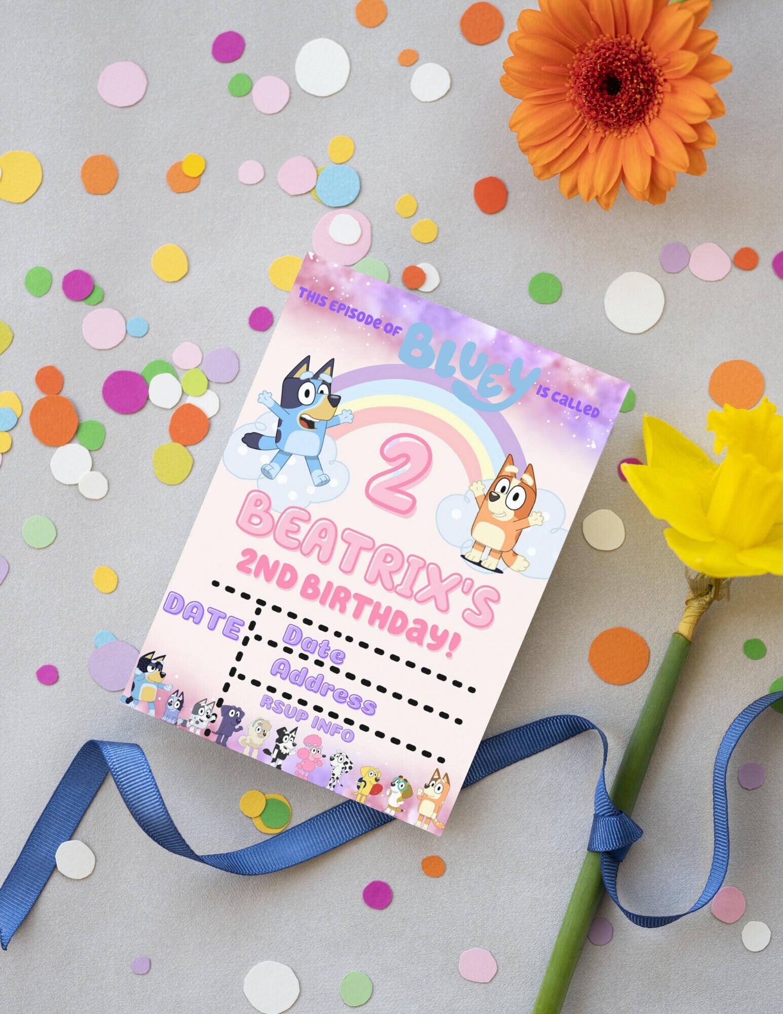 CANVA Invite Template, Blue Y Birthday Invitation|pink Kids Invitation ...