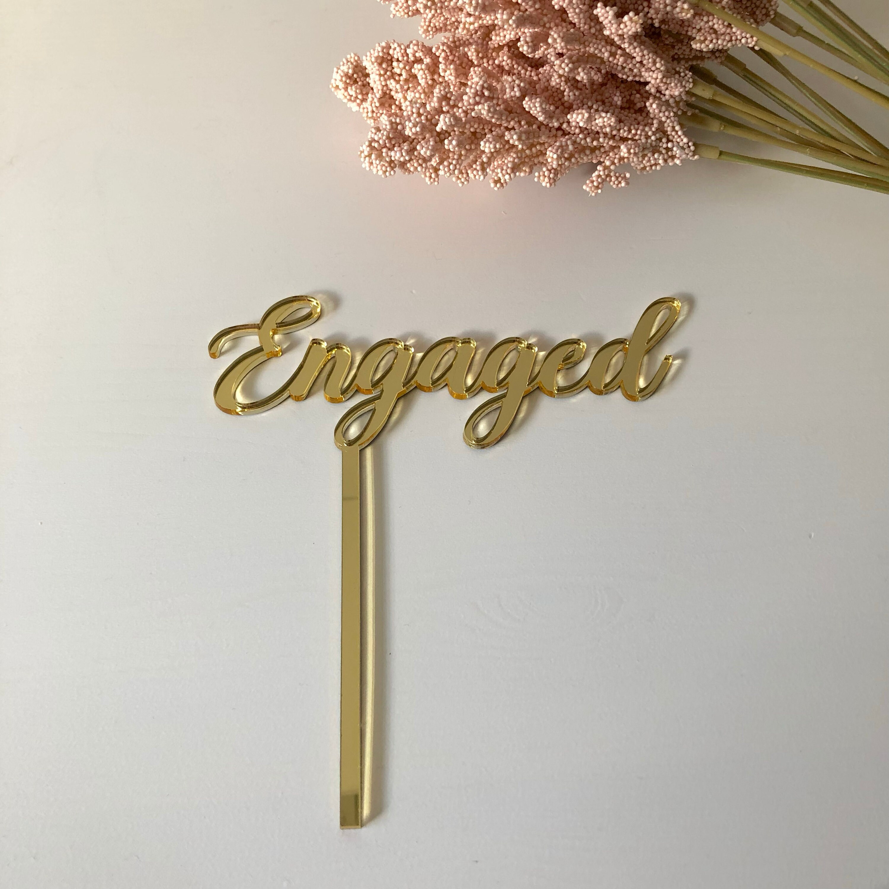 Engaged Cake Topper - Acrylic Topper - Engagement - Cake Decoration ...