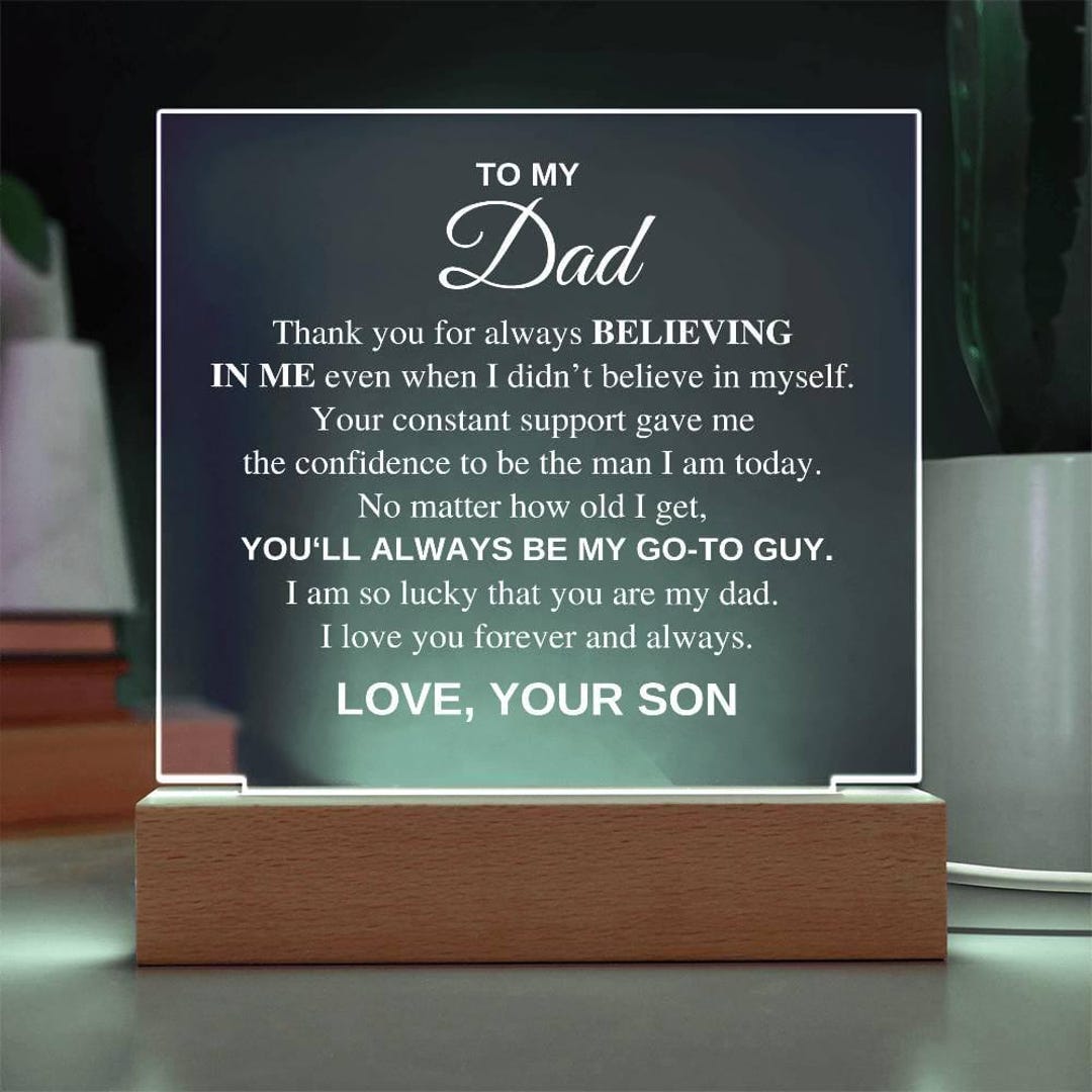 To My Dad Lighted Acrylic Plaque, Sentimental Gift From Son With LED ...