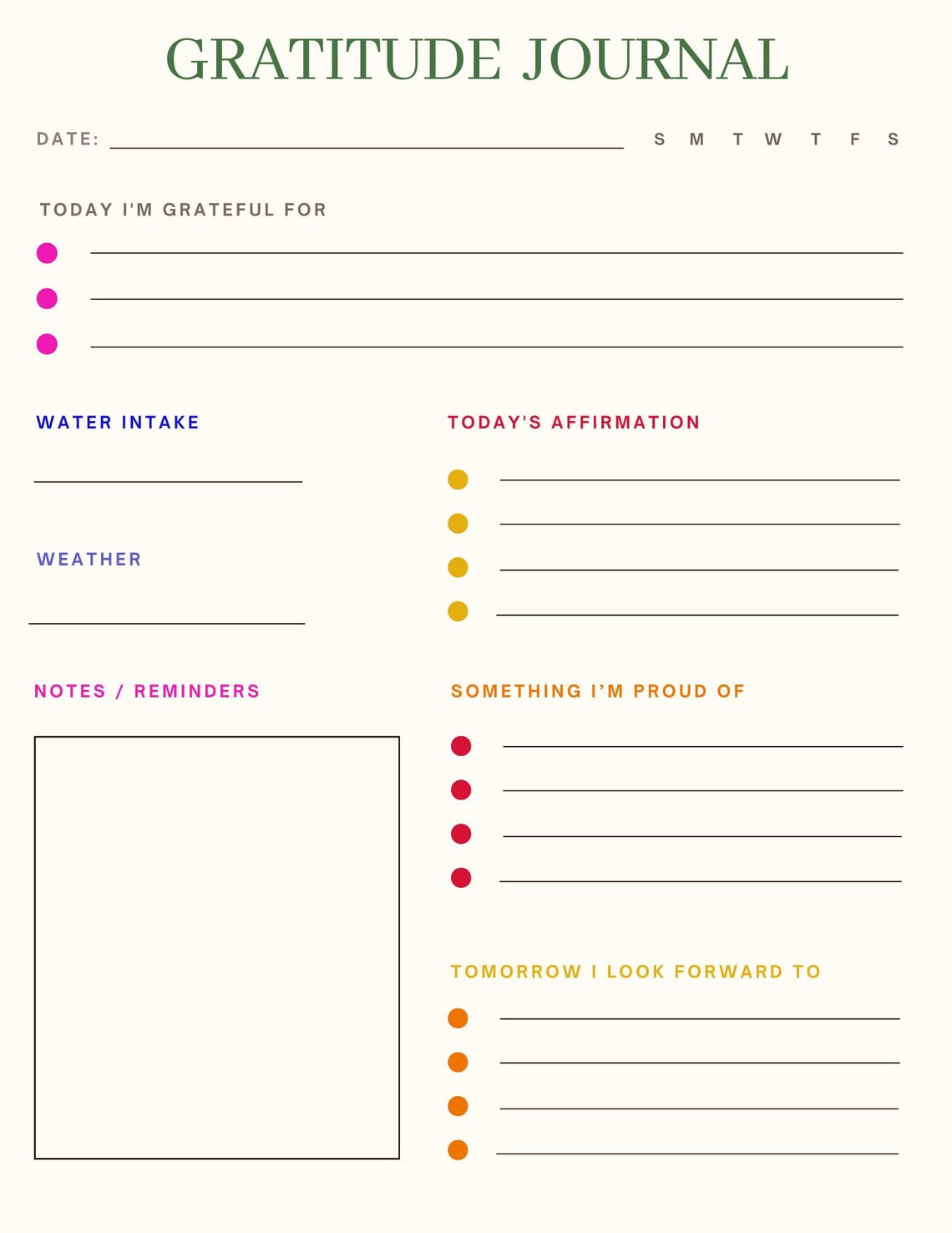 Gratitude Journal Template - Etsy