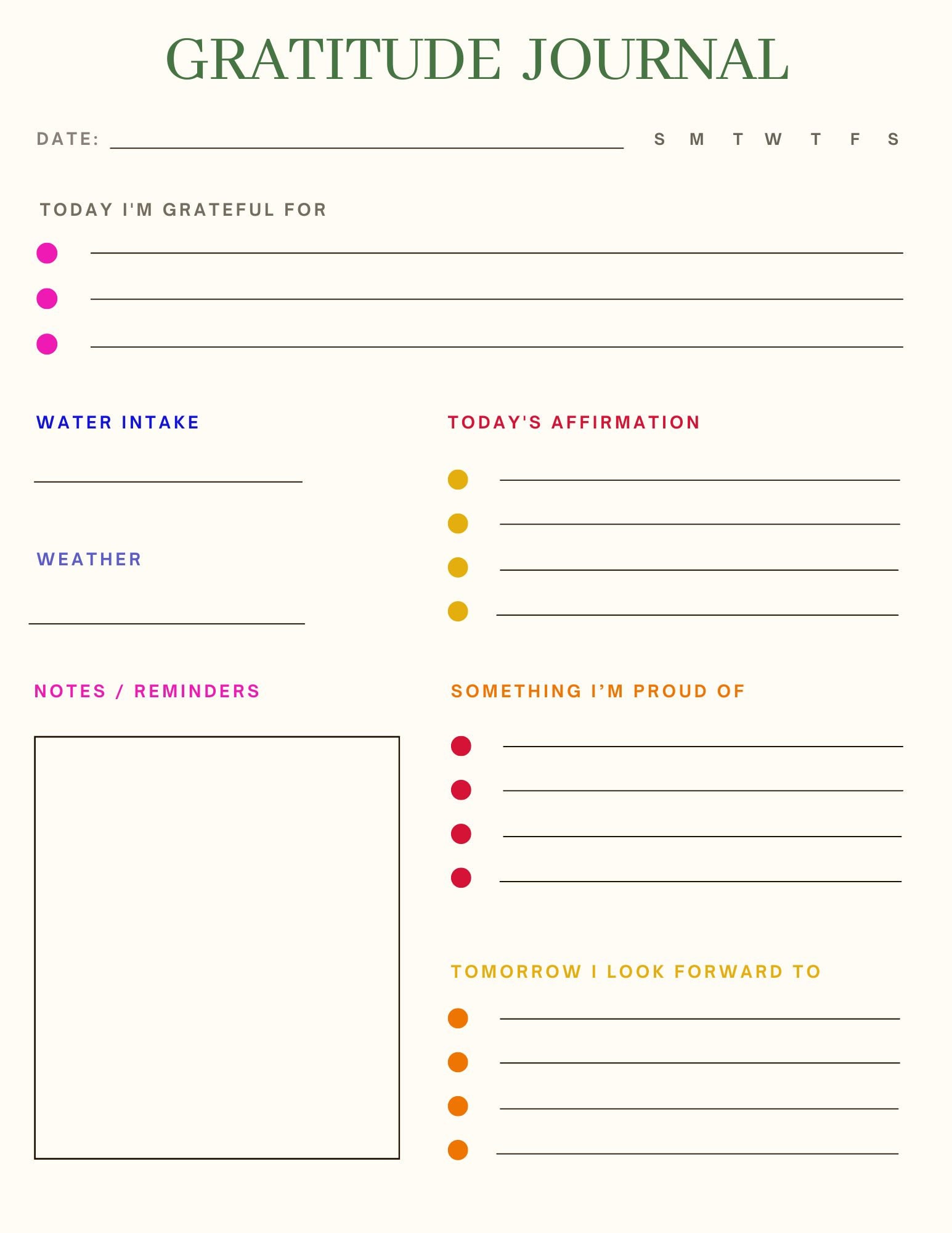 Gratitude Journal Template - Etsy