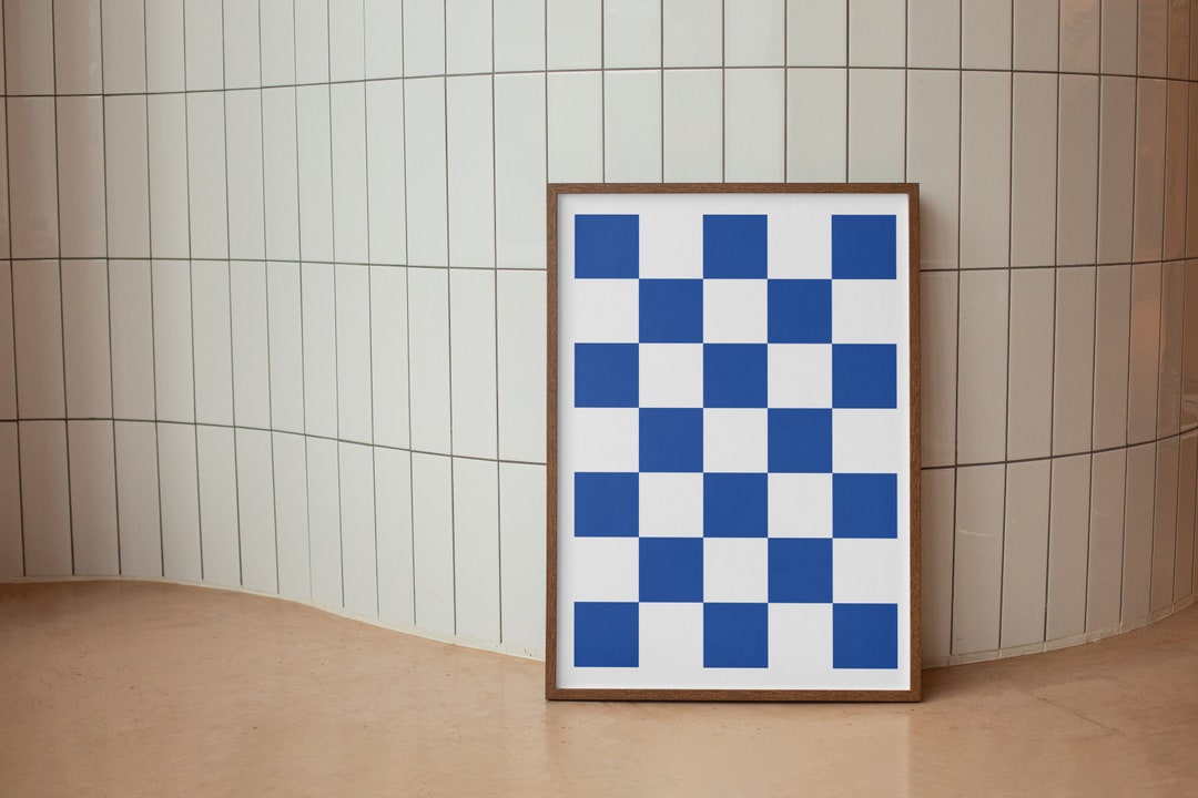 Greek Blue Checker Board Art Minimalist Poster Wall Printable - Etsy