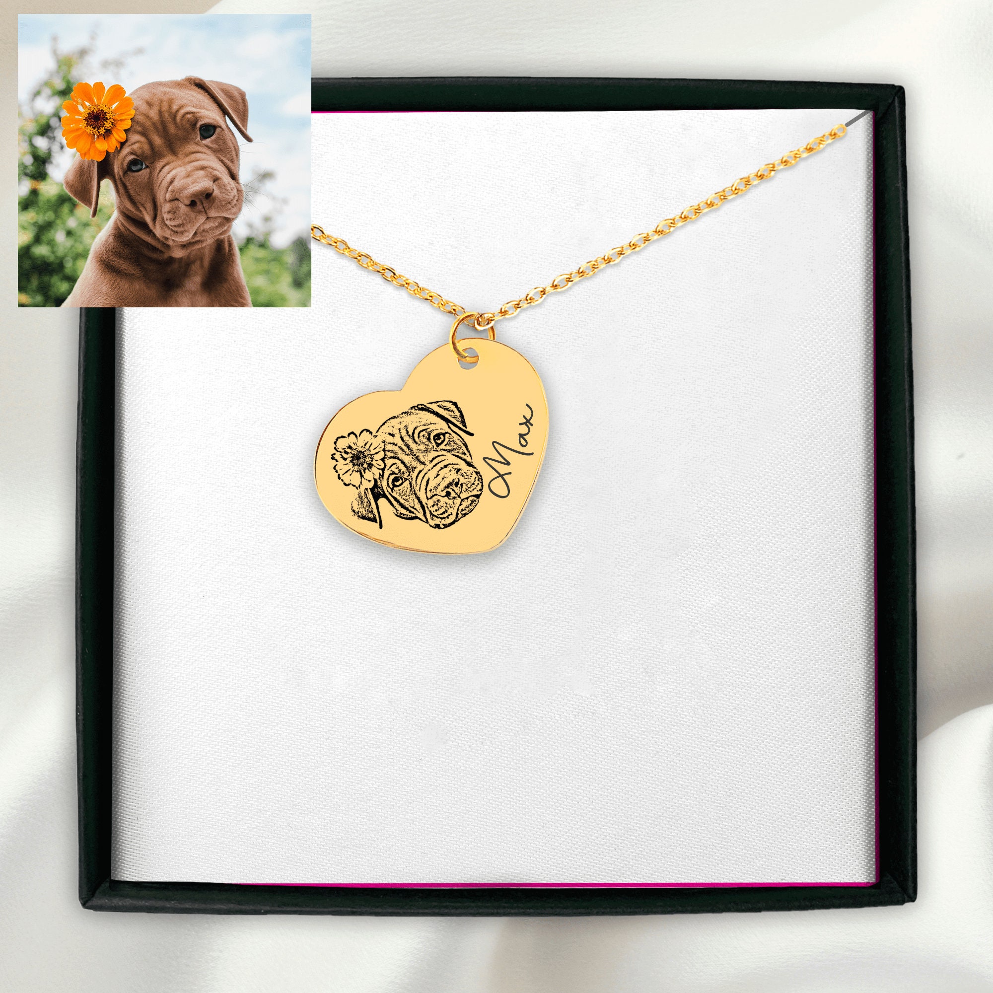 Custom Pet Portrait Unique Holiday Gift Pet Necklace Personalized ...
