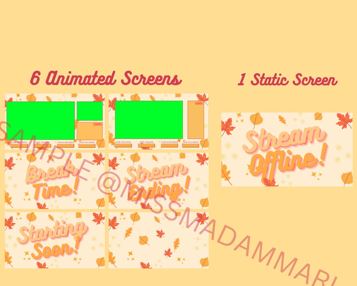 Autumn Fall Orange Themed Semi Animated Streaming Overlay Package ...