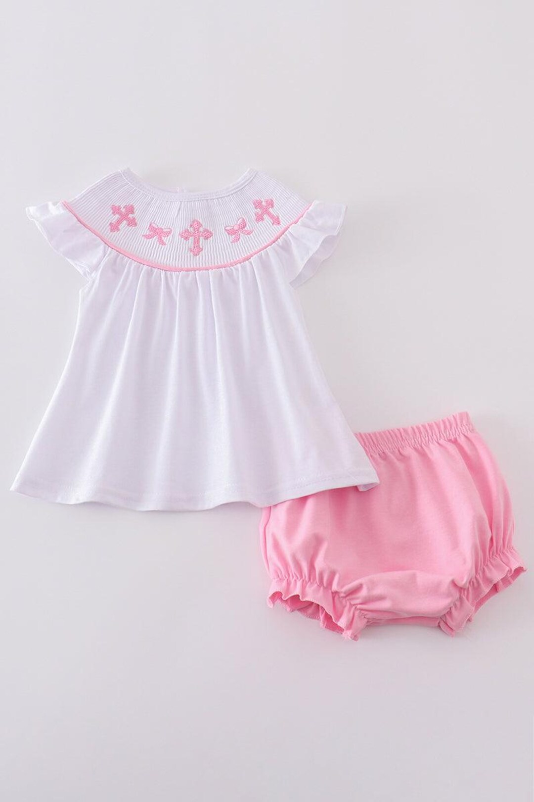 Pink Bows Cross Church Embroidery Girl's Bloomer Set - Etsy