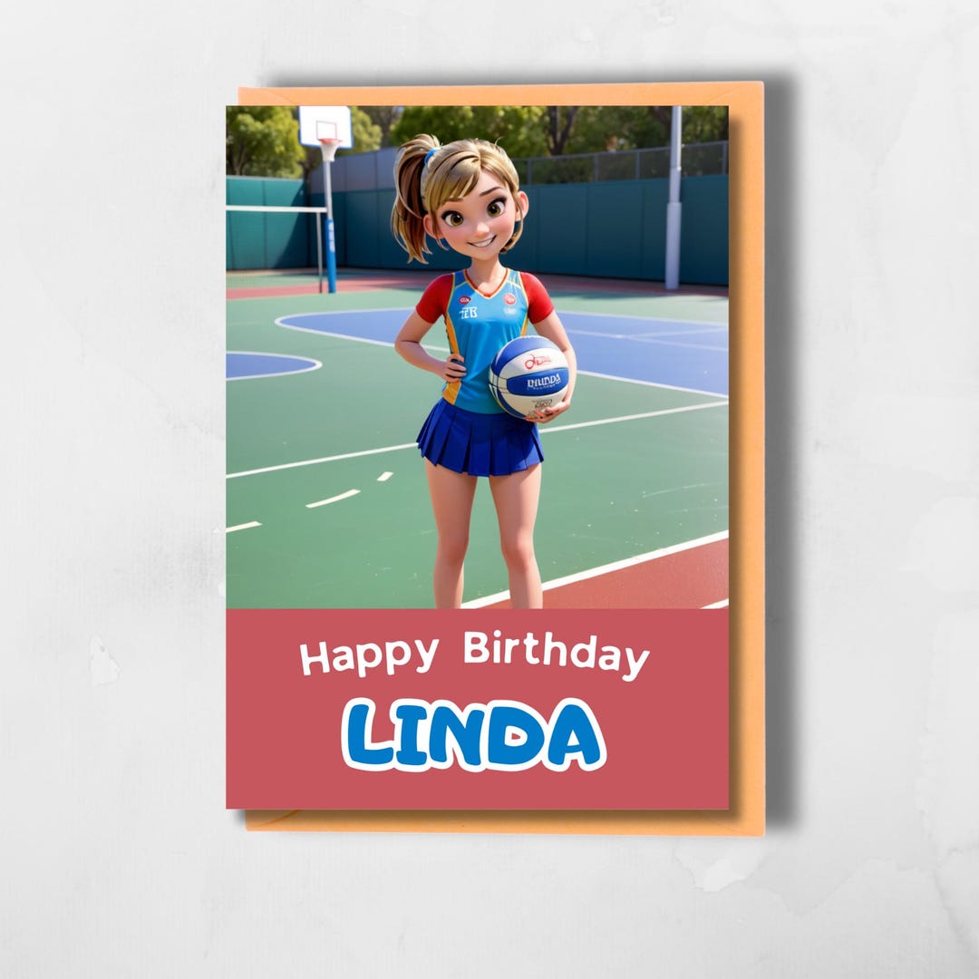Personalised Netball Birthday Card for Girls Custom Name and Character ...