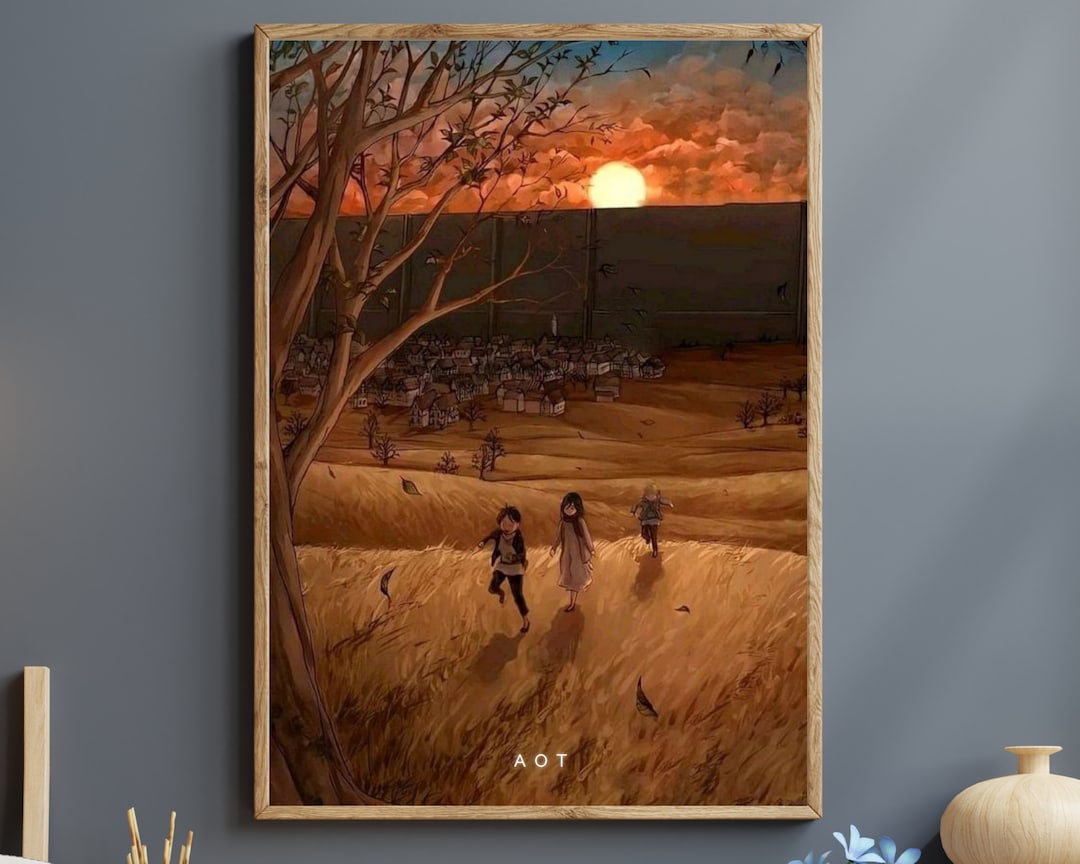 Anime Sunset Wallart | Anime Sunset Poster, Anime Fall Wallart, Anime ...