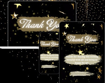 Digital Thank You Card Template Birthday Thank You Electronic Thank You ...