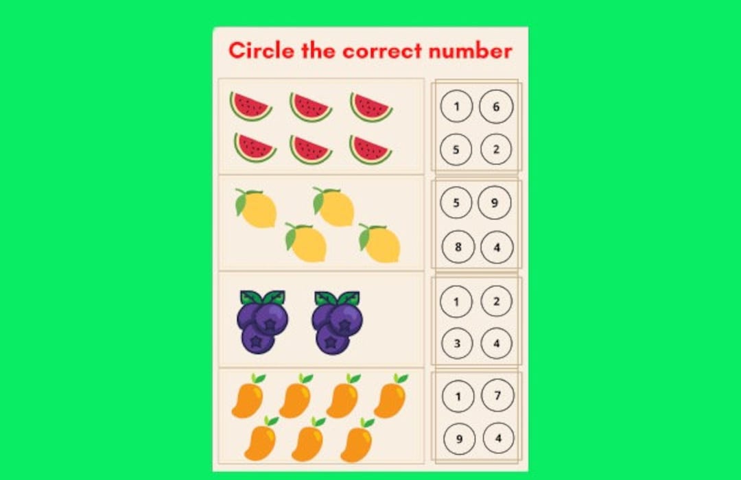Counting Game, Circle the Correct Number, Educational Game, Math Fun ...