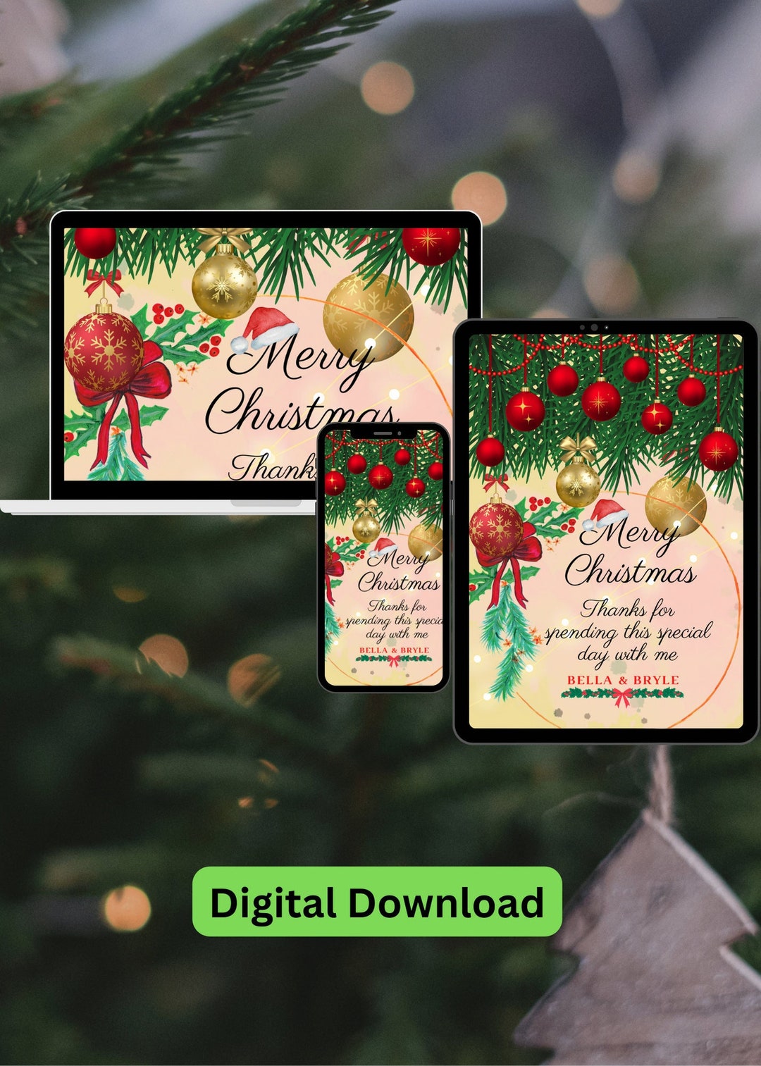 Digital Thank You Card Template Birthday Thank You Electronic Thank You ...