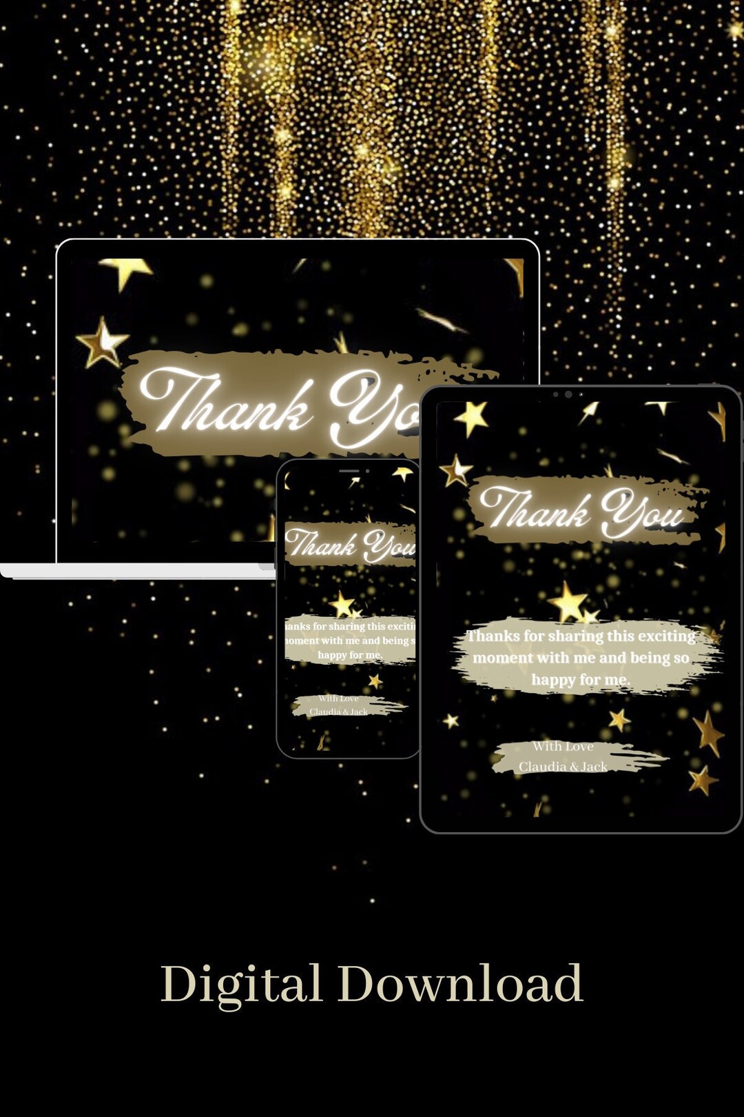 Digital Thank You Card Template Birthday Thank You Electronic Thank You ...