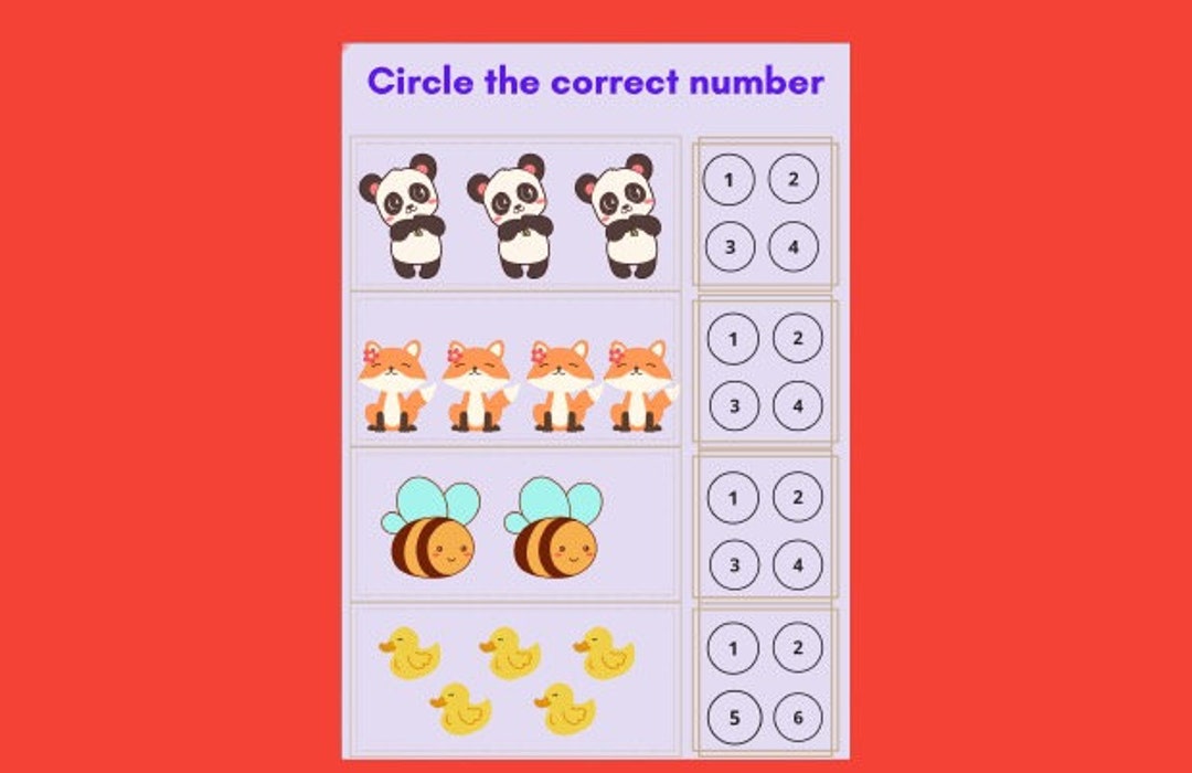 Counting Game, Circle the Correct Number, Educational Game, Math Fun ...