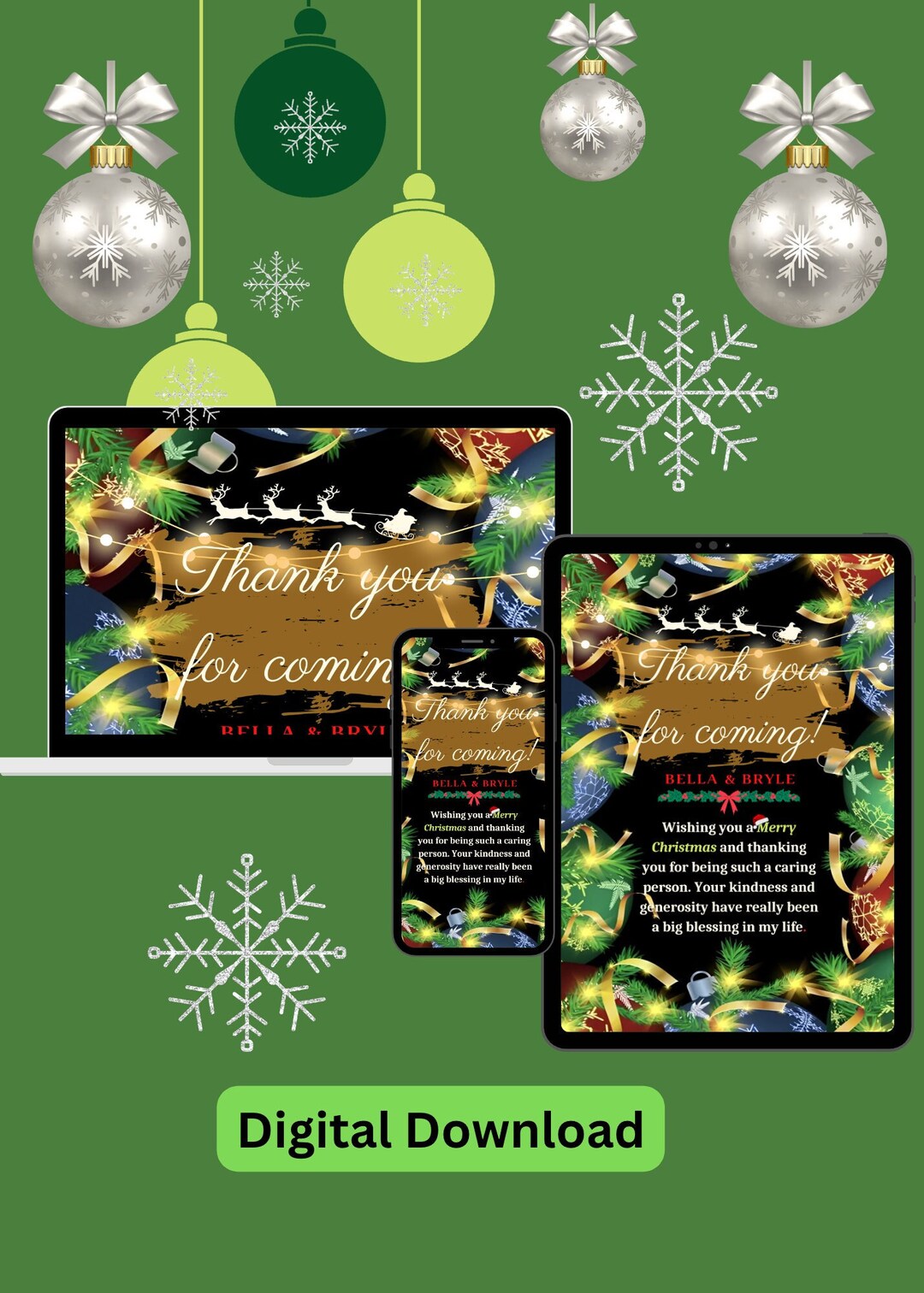 Digital Thank You Card Template Birthday Thank You Electronic - Etsy