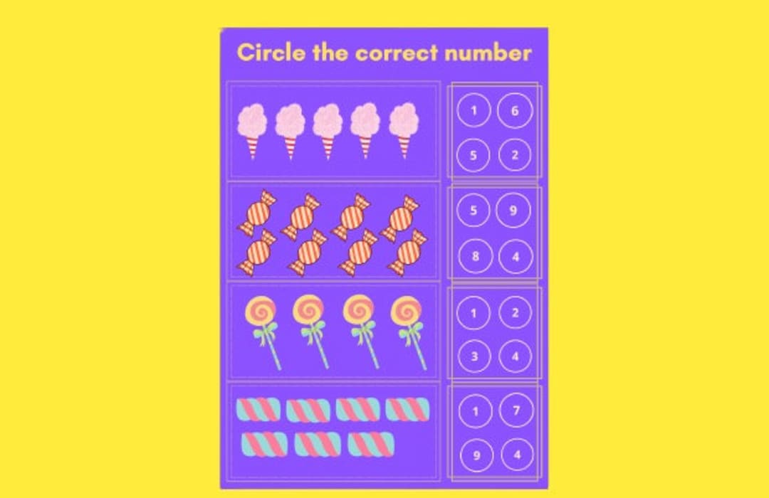 Counting Game, Circle the Correct Number, Educational Game, Math Fun ...