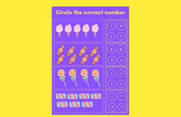 Counting Game, Circle the Correct Number, Educational Game, Math Fun ...