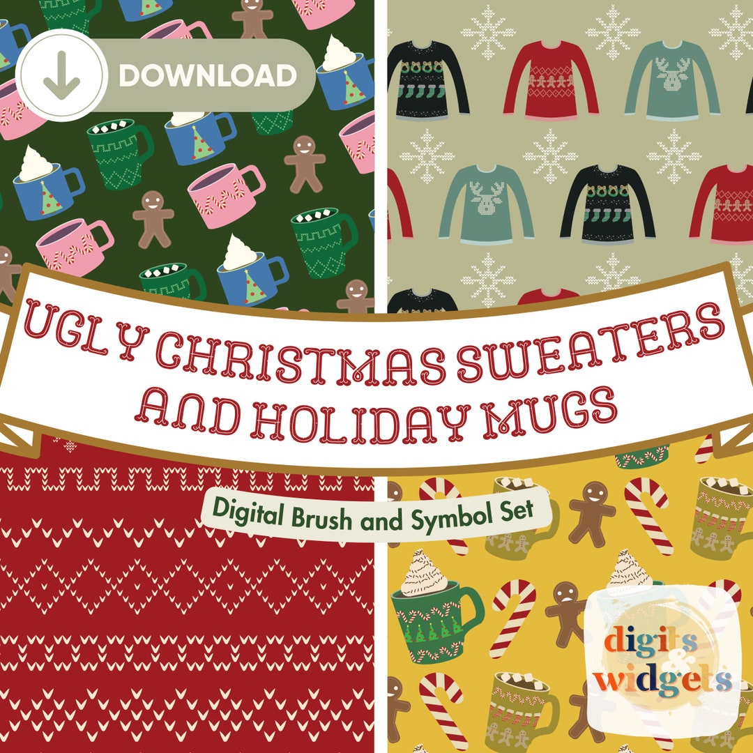 Adobe Illustrator Christmas Brushes, Ugly Christmas Sweater Brushes ...