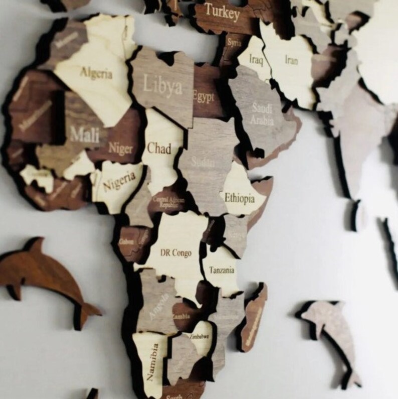 3 D World Map Wall Decor , World Map Decor , Wall Painting , Real World ...