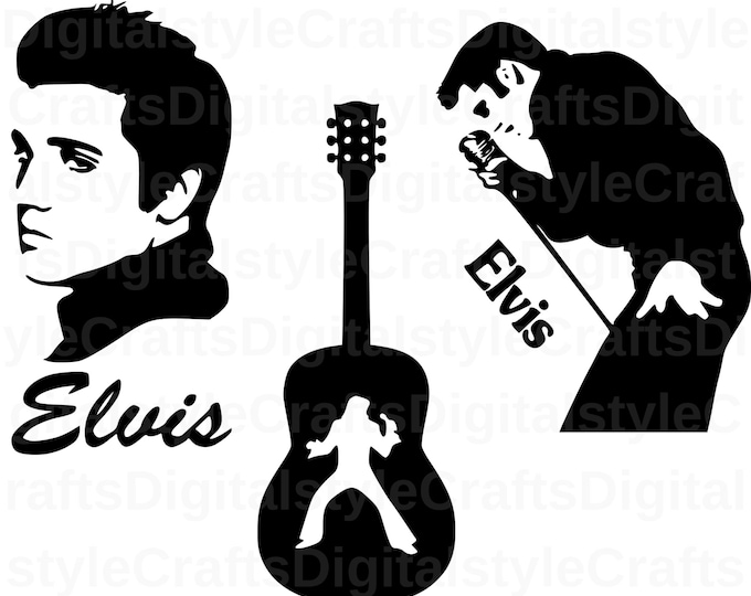 Elvis Presley Svg Bundle Elvis the Pelvis, Silhouette Svg Png Dxf Eps ...
