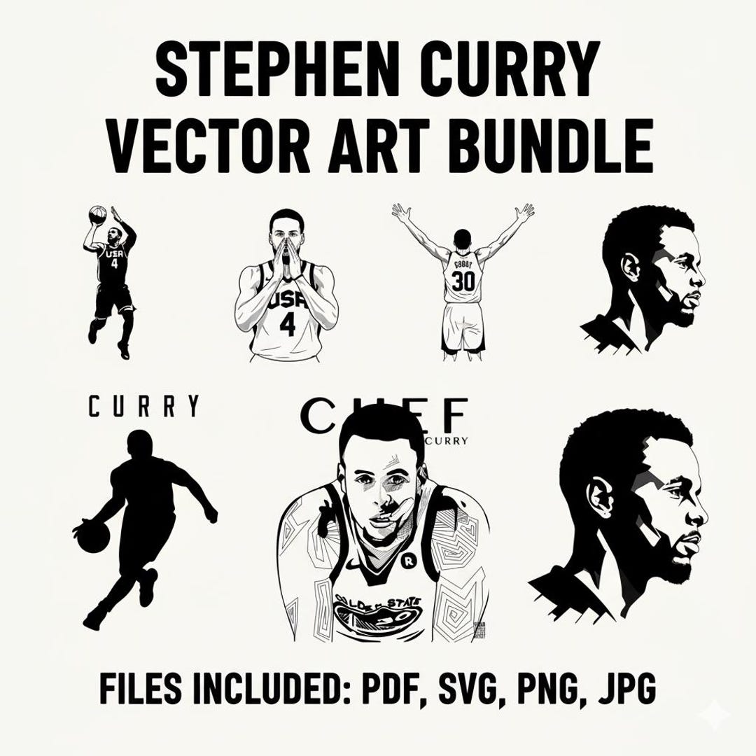 Stephen Curry Art SVG, Basketball Legend Wall Art, NBA Icon Vector ...