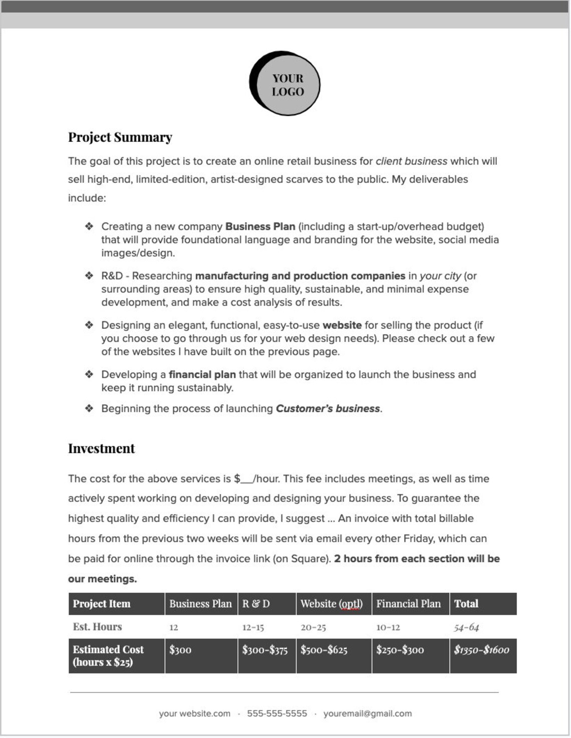 Business Consulting Project Proposal Template // Business Planning for Start-up (gray and Black ...
