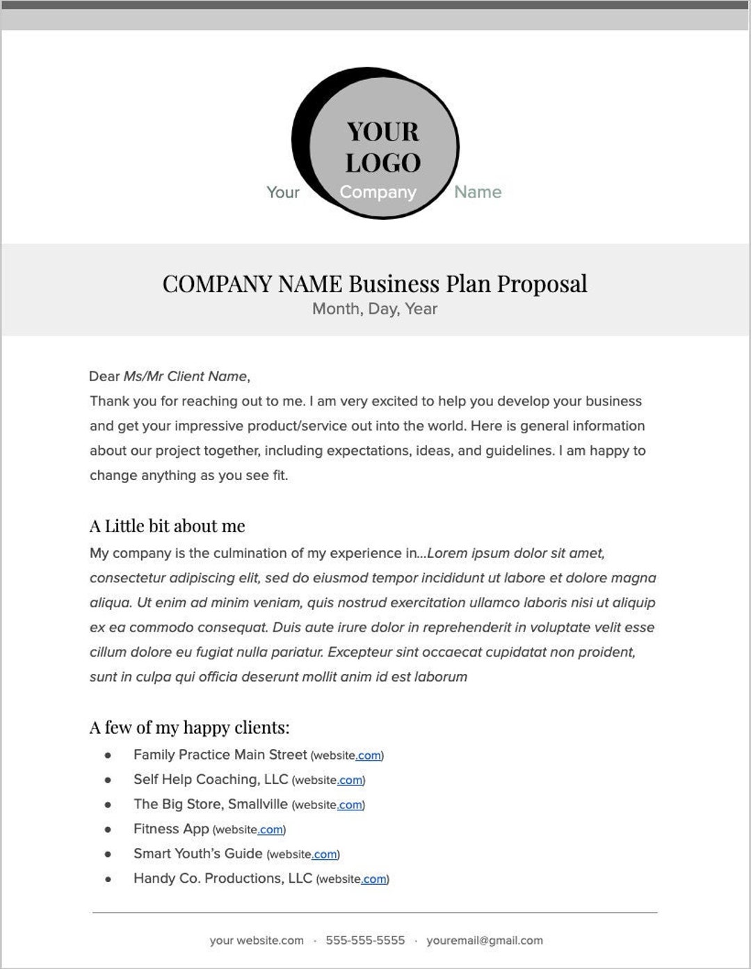 Business Consulting Project Proposal Template // Business Planning for ...