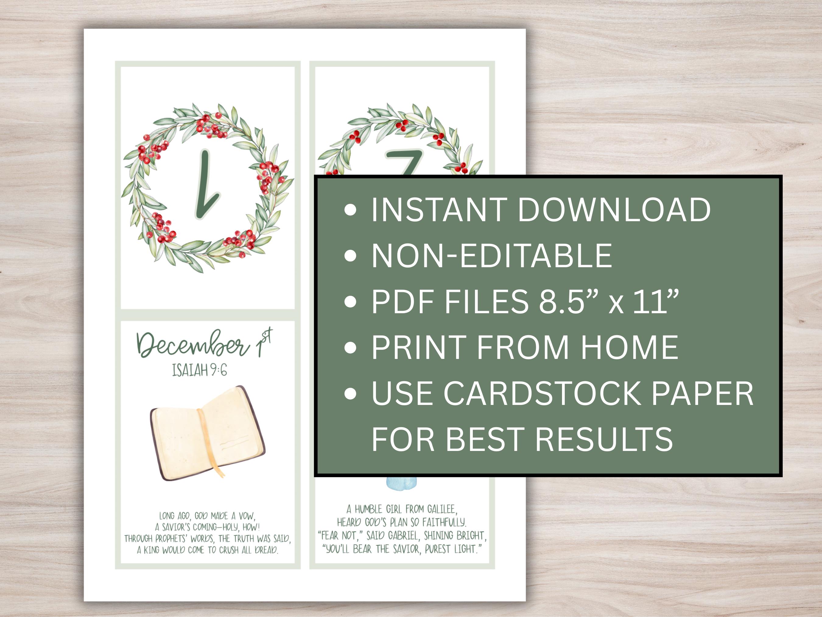 Christian Advent Cards, Advent Calendar for Kids and Family, Jesus ...