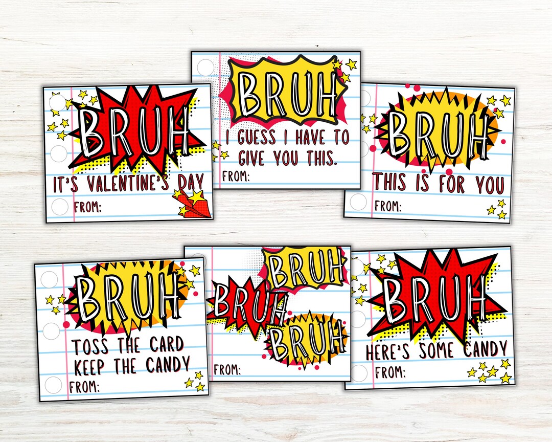 Bruh Valentines Day Cards, Tween Valentines, Funny Kids Valentines ...