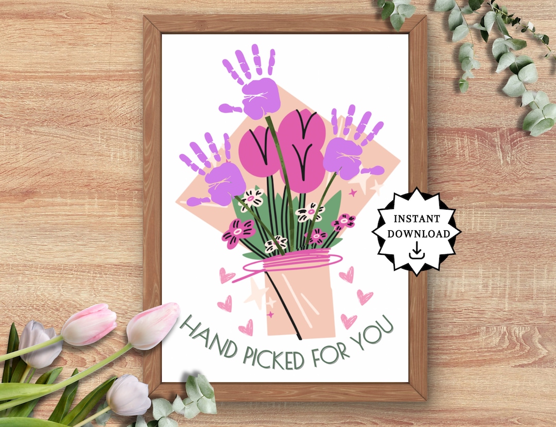 Flower Handprint Sign, Handprint Bouquet, Mother's Day Handprint ...