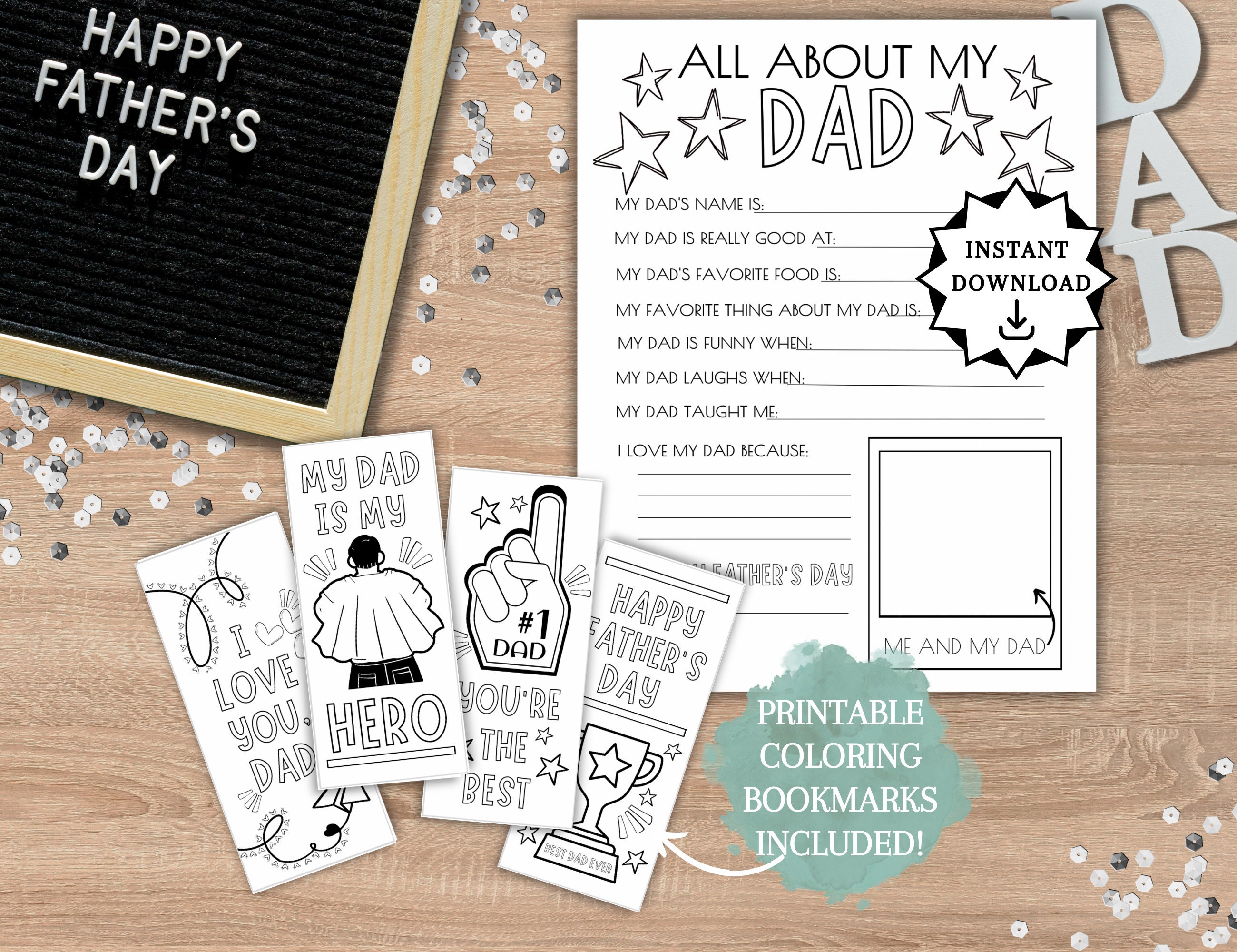 All About My Dad Printable, Fathers Day Printable Bookmark, All About ...