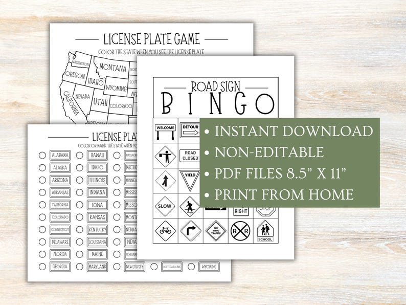 Road Trip Games, License Plate Game, Road Trip Bingo, Travel Bingo, Car ...