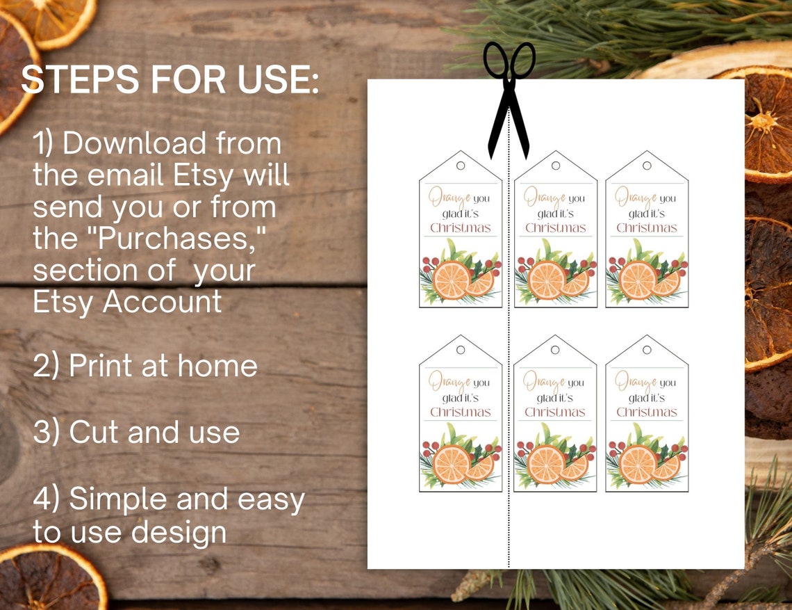 Christmas Gift Tag Printable, Christmas Orange Gift Tag, Neighbor ...