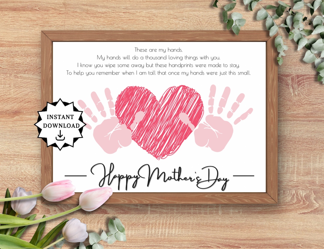 Mother's Day Handprint, Mom Handprint Sign, Kids Mother's Day Craft ...