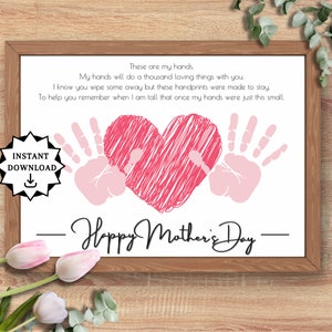 Mother's Day Handprint, Mom Handprint Sign, Kids Mother's Day Craft ...