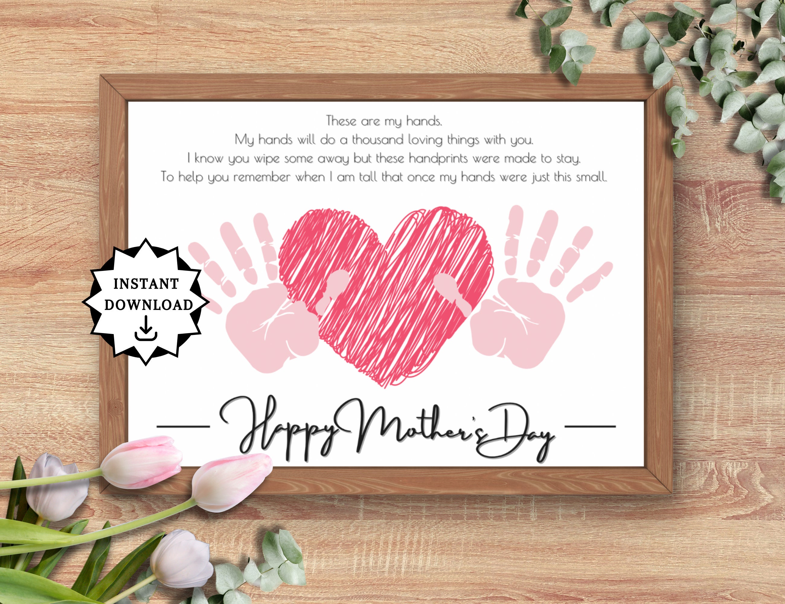 Mother's Day Handprint, Mom Handprint Sign, Kids Mother's Day Craft ...