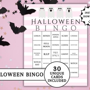 Printable Halloween Bingo Cards, Happy Halloween Bingo, Halloween Party ...
