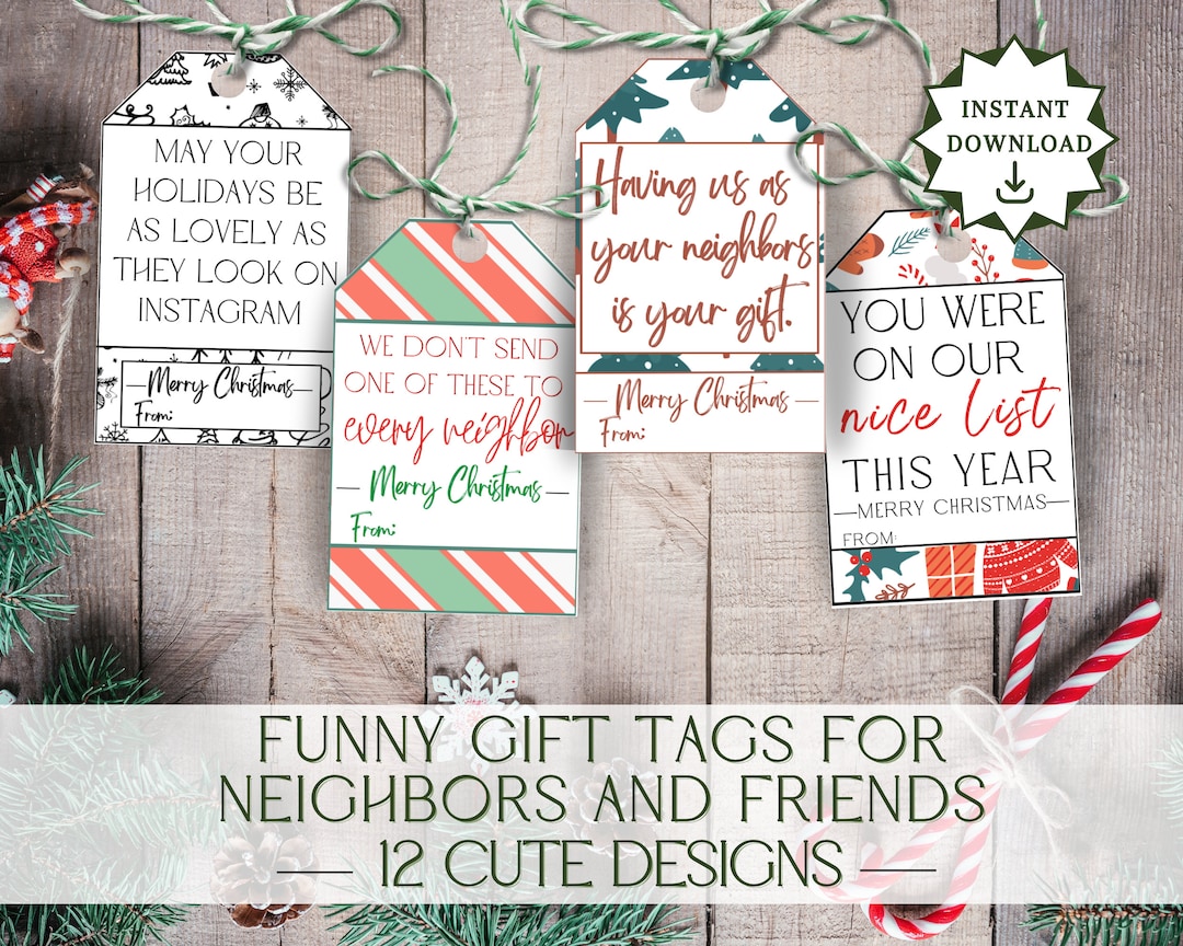 Funny Christmas Gift Tags, Christmas Neighbor Gift Tags, Funny Holiday ...