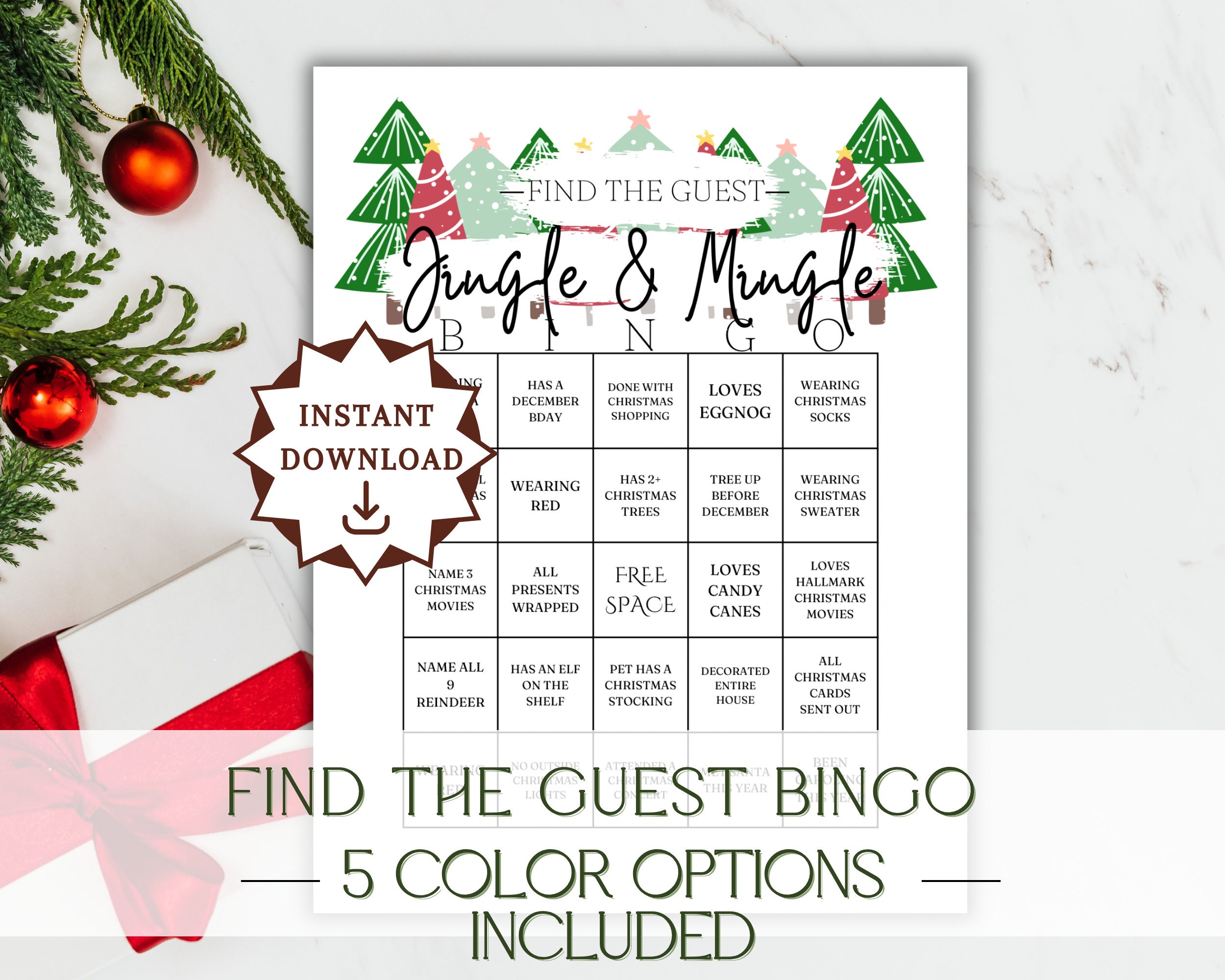 Christmas Jingle Mingle Bingo, Work Holiday Bingo, Office Bingo ...