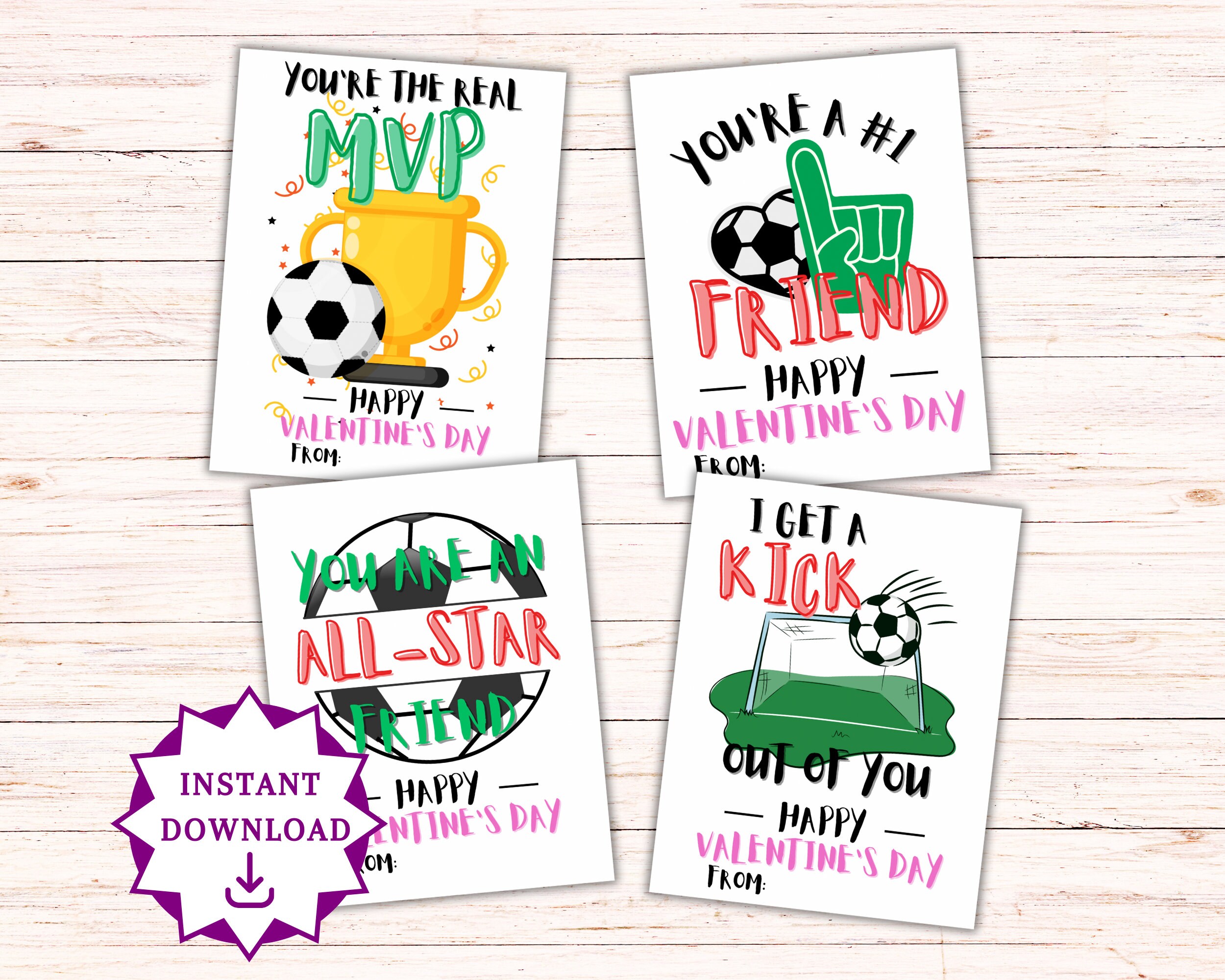 Soccer Valentine Cards, Printable Soccer Valentine's, Soccer Valentine ...