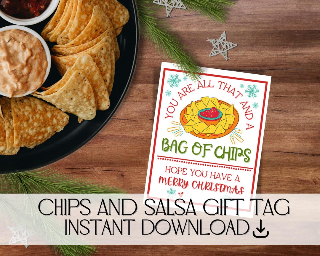 Chips and Salsa Gift Tag, Neighbor Christmas Gift Tag, Chips Gift Tag ...