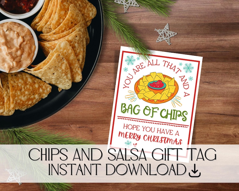 Chips and Salsa Gift Tag, Neighbor Christmas Gift Tag, Chips Gift Tag ...