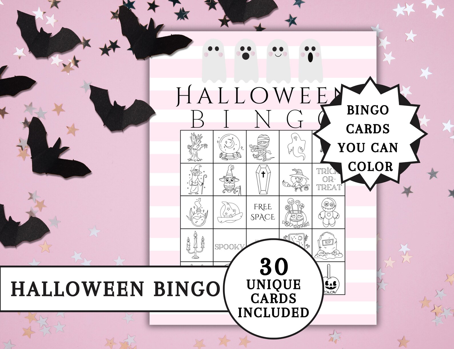 Halloween Bingo Cards, Happy Halloween Bingo, Halloween Bingo for Kids ...