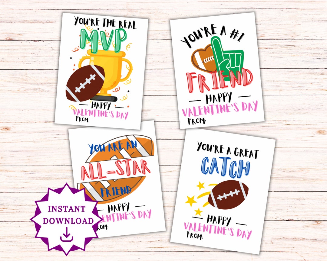 Football Valentine Cards, Football Valentine Printable, Valentine ...