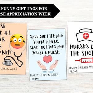 Funny Nurse Appreciation Week Gift Tag, Happy Nurses Week Printable ...