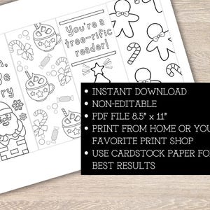 Christmas Coloring Bookmarks, Printable Bookmarks for Kids, DIY ...