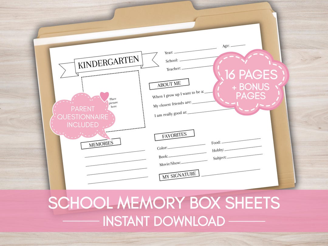 School Memory Box Kit, Kids Memory Box, Milestone Box, School Keepsake ...